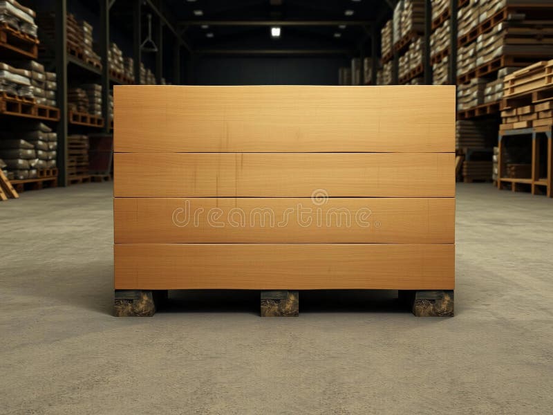 Stacked Lumber on Pallet in Warehouse Setting Stock Illustration ...