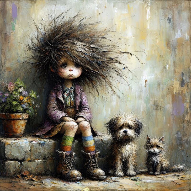 AI Generated Image of Sad Lonely Orphan Stock Illustration ...