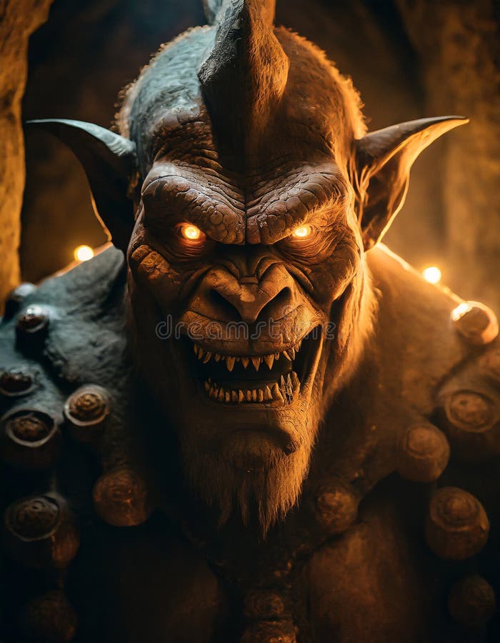 An Evil Dungeon Ogre with Glowing Eyes. Stock Illustration ...