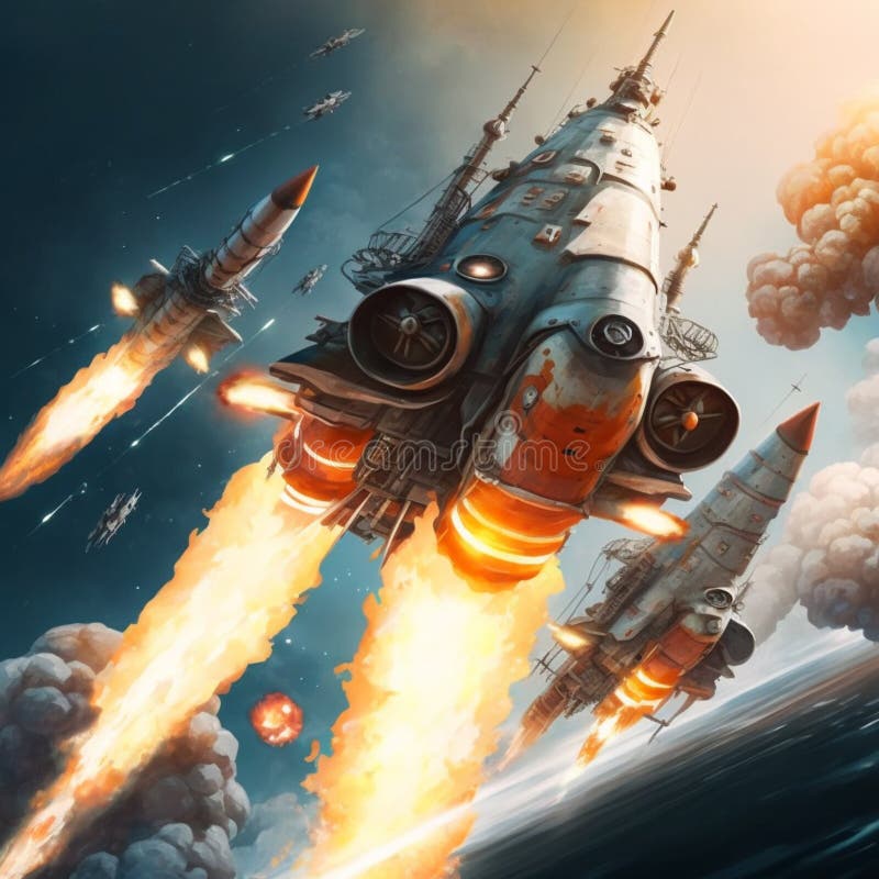 AI Generated Image. Sci-fi Future Rockets War on a Distant Planet Concept Stock Image - Image of ...