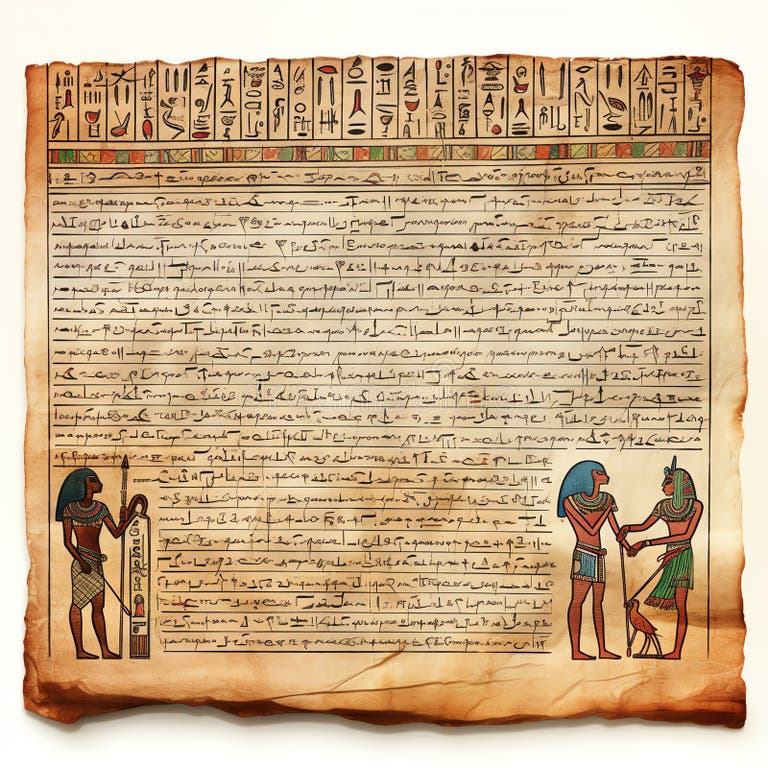 Scribe or Scholar Writing Hieroglyphics on a Papyrus Scroll ...