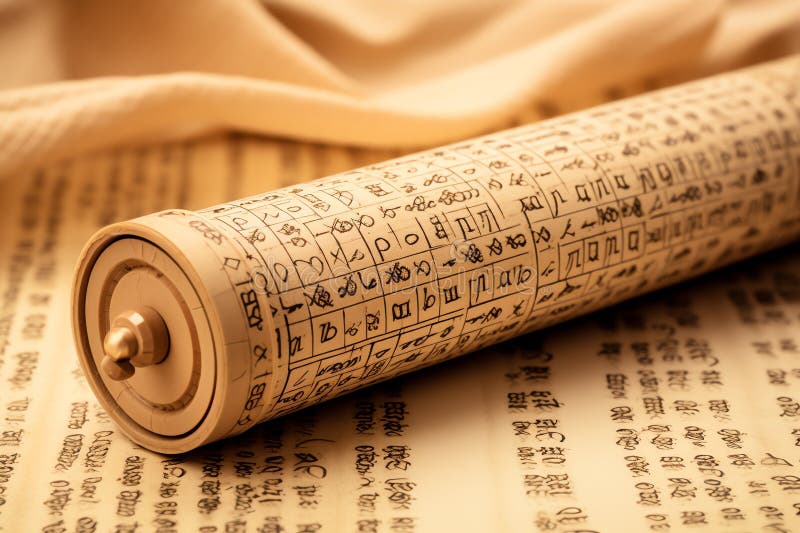 Scroll or Papyrus with Ancient Greek Text or Mathematical Equations ...