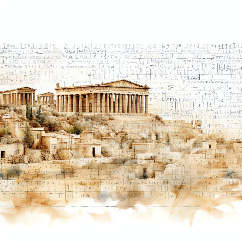 Scroll or Papyrus with Ancient Greek Text or Mathematical Equations ...