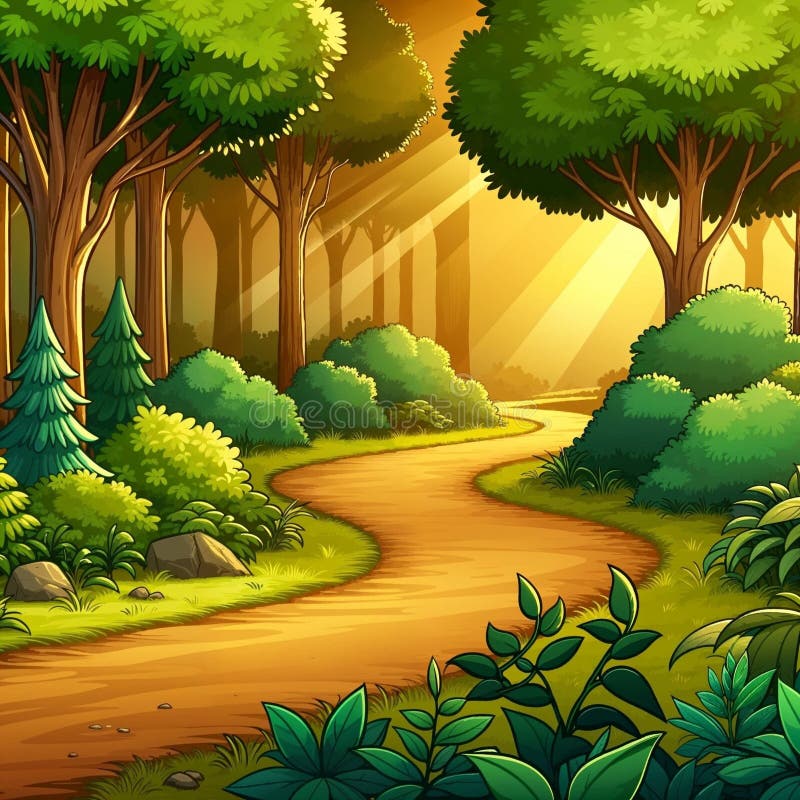 AI-generated Image of a Serene Forest Path Illuminated by Golden Hour ...