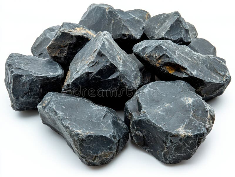 Raw Black Coal Rocks Piled Together on White Background Stock ...