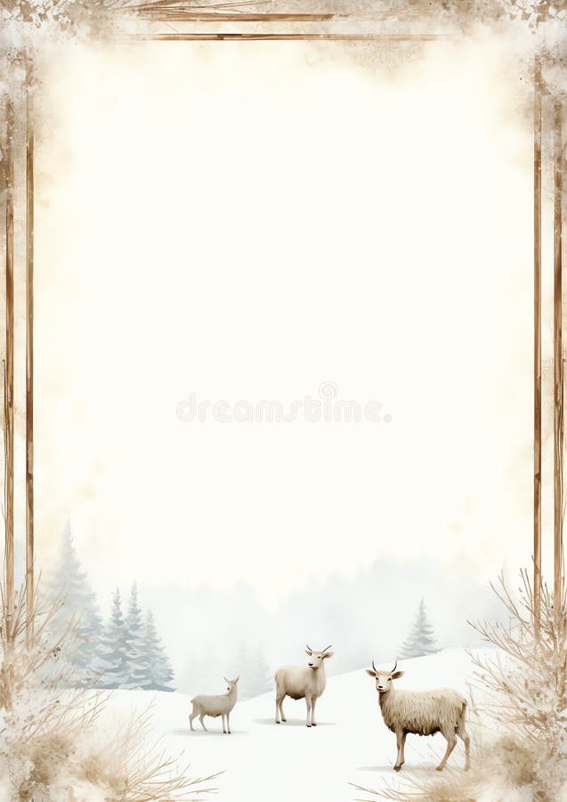 Shepherds Watercolor Winter Border Stock Illustration - Illustration of ...