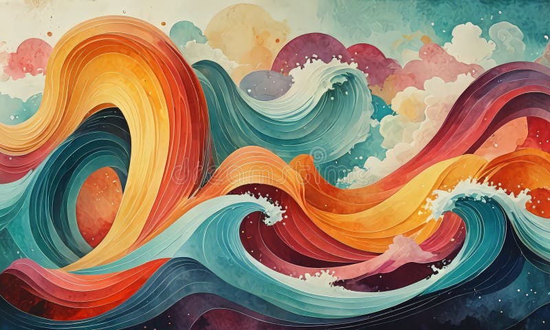 Abstract Waves Wallpaper Mural Stock Illustration - Illustration of ...