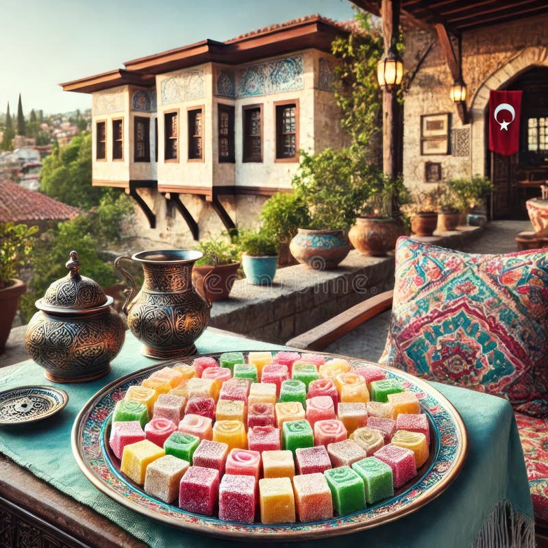 Colorful Turkish Delight with Ornate Vessels in a Historic Middle ...