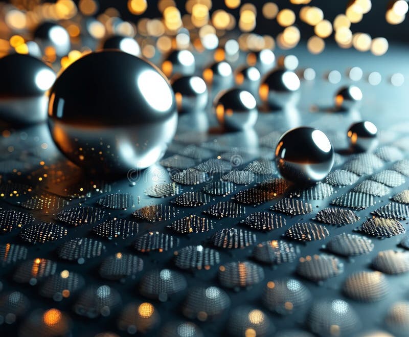 Bunch Shiny Spheres on Black Surface Stock Illustration - Illustration ...
