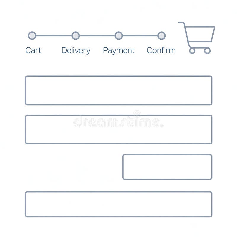 Minimalist ECommerce Checkout UI Wireframe with Progress Bar and Cart ...