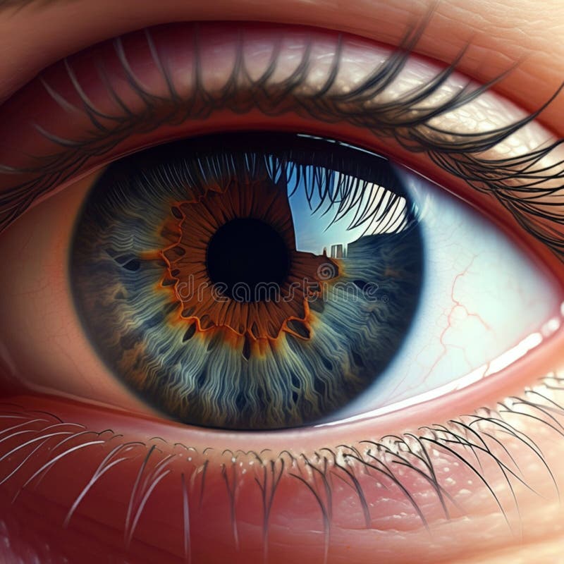 AI-Generated Image of a Brown Eye with Clock-Like Iris Pattern Stock ...