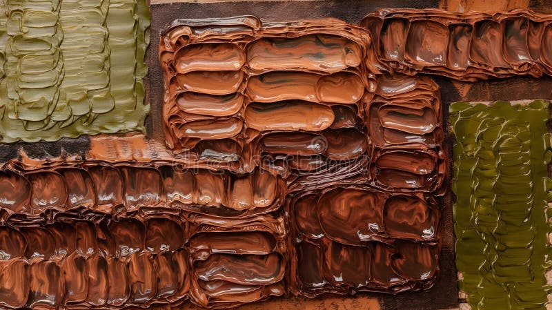 Textured Abstract Oil Painting: Earthy Geometric Blocks Stock Photo ...