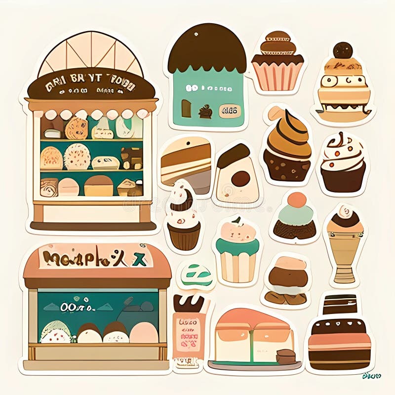 Kawaii Bakery Delights, Made with Generative AI Stock Illustration ...
