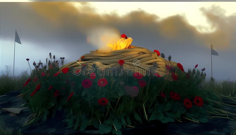 Soft Tendrils of Dying Fire, Made with Generative AI Stock Illustration ...