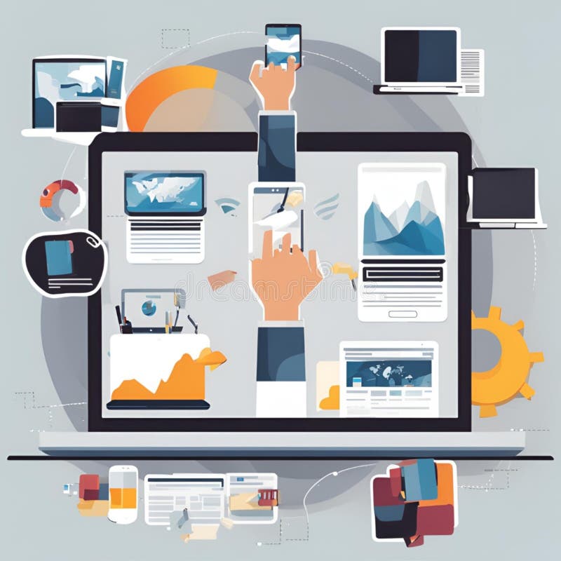 Tech-Infused Business: AI S Modern Workplace Stock Illustration ...