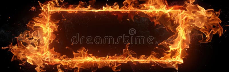 Fiery Isolation: AI-Generated Rectangular Frame of Burning Flames Stock ...