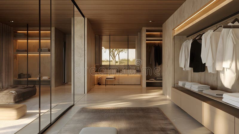 Luxurious Dressing Room with Bright Neutral Tones Stock Illustration ...