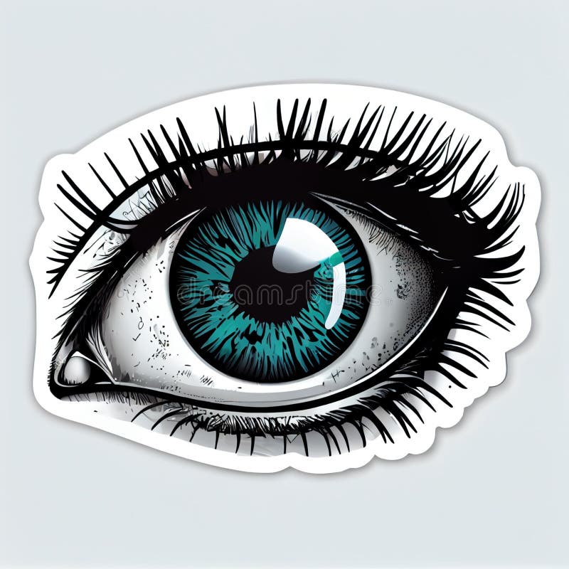 "Focused Eye Sticker", Made with Generative AI Stock Illustration ...