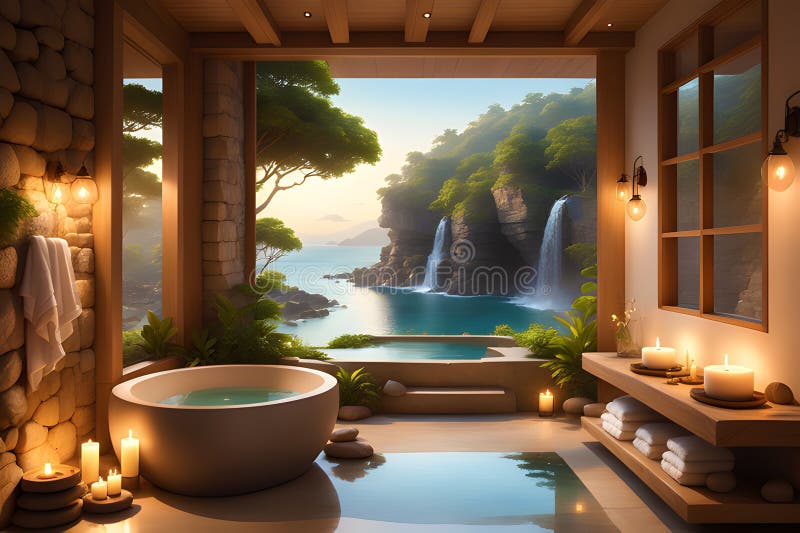AI-generated Image Presents a Stunning Bathroom Design Set in an Open ...