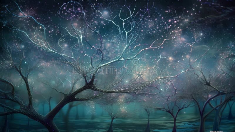Surreal Neuron Landscape, Made with Generative AI Stock Illustration ...