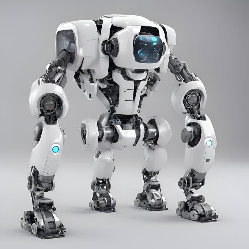 Synthesis: Robotics and AI in Futuristic Realm Stock Illustration ...