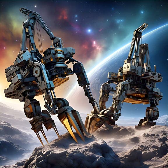 AI-Generated Futuristic Mining Robots on an Alien Planet Stock ...