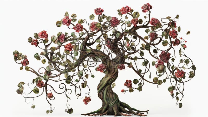 Focus Tree with Birds, Made with Generative AI Stock Illustration ...