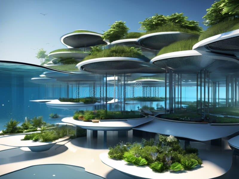 Futuristic Underwater and Floating City with Multi-Level Green ...