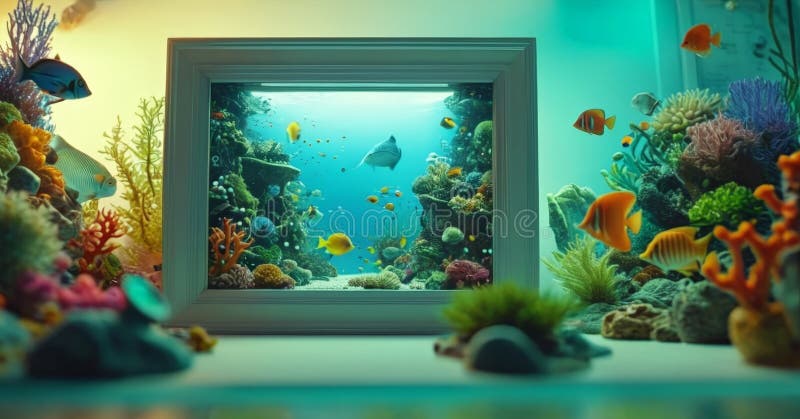 Window with View Underwater Scene Stock Illustration - Illustration of ...