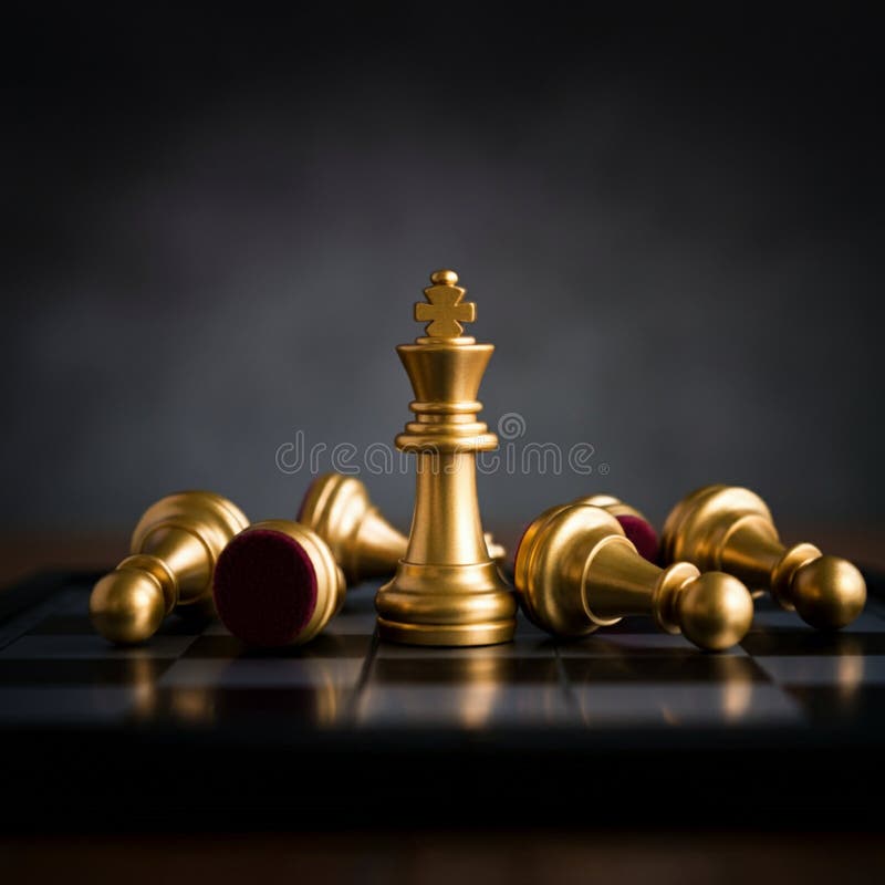 AI-Generated Image: Golden Chess King Amidst Fallen Pawns Stock ...