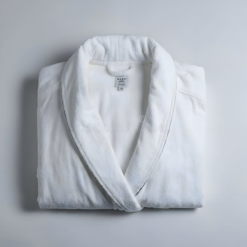 AI-Generated Image of a Folded White Bathrobe with a Size Tag Stock ...