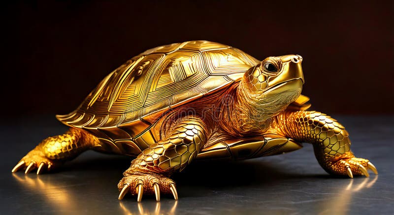 Golden tortoise stock illustration. Illustration of angle - 375334593