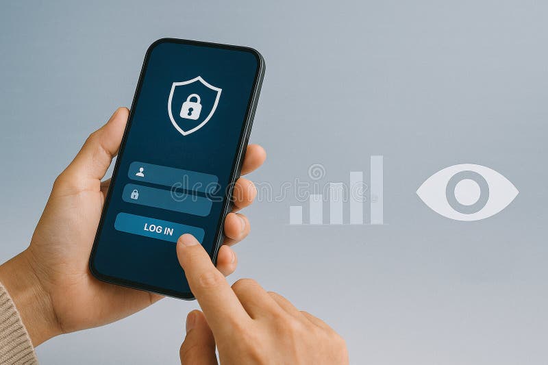 Cybersecurity Smartphone Login Stalking Threat Stock Illustration ...