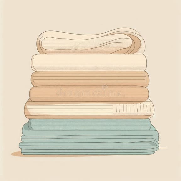 Neat Stack of Folded Blankets and Linens in Neutral Tones Representing ...