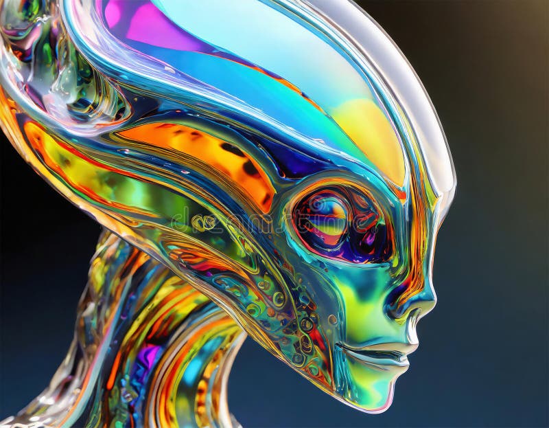 Iridescent alien portrait stock illustration. Illustration of bizarre - 347930147
