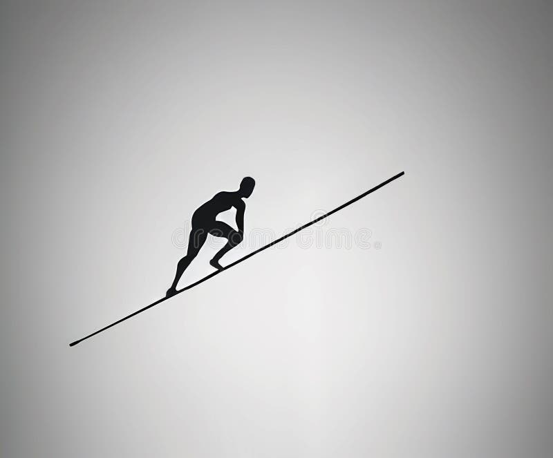 A Silhouette of a Man Walking Across a Line with No Beginning and No ...