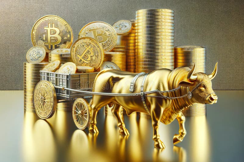 Digital Coins Cryptocurrency Investment Crypto Money Supply Inflation AI Generated Gold Bull ...