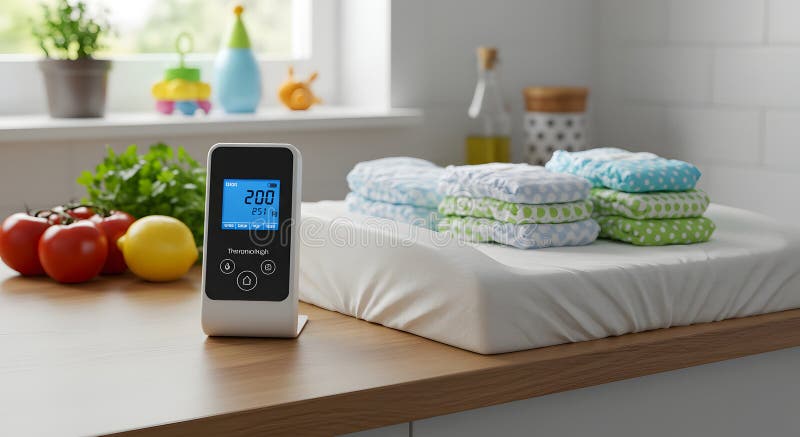 Smart Baby Scale in Modern Kitchen Stock Illustration - Illustration of ...