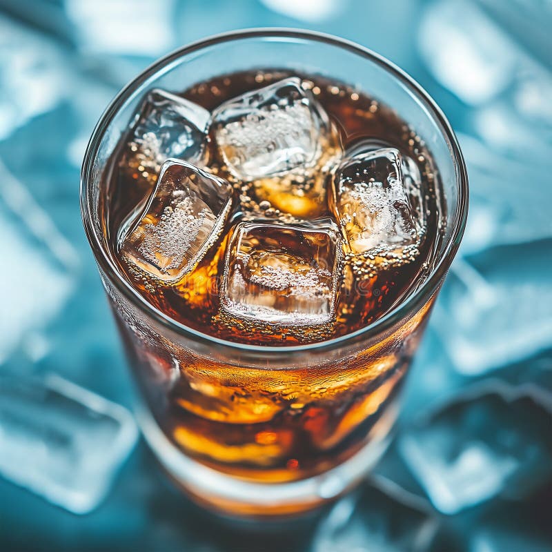 Top View of Glass of Coke with Ice Cubes for Beverage Advertisement ...