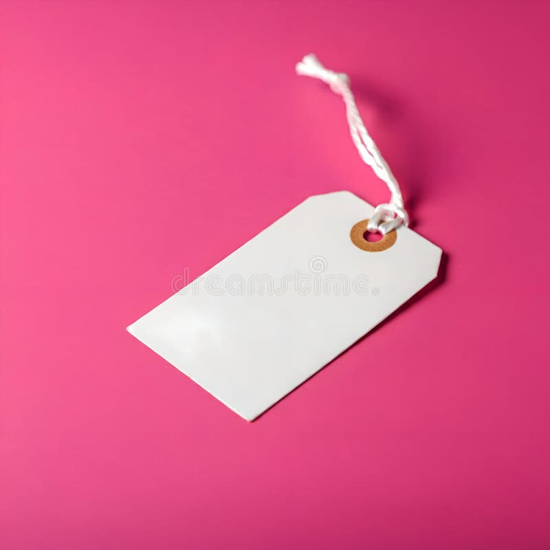 AI-Generated White Tag with String on a Pink Surface Stock Illustration ...