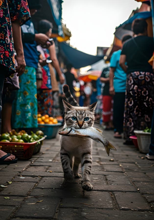An AI-generated Image Shows a Tabby Cat with Striking Blue Eyes Walking ...