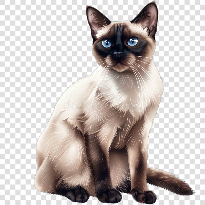 Siamese Cat Transparent Background Realistic Element Stock Illustration ...