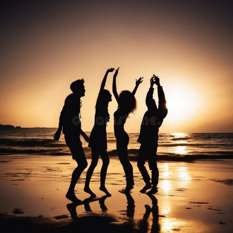 An AI Generated Image of Group of Friends Enjoying in the Beach Stock ...
