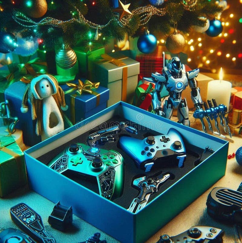 AI Generated Image with Silver Blue Green Gaming Controller, Turquoise ...