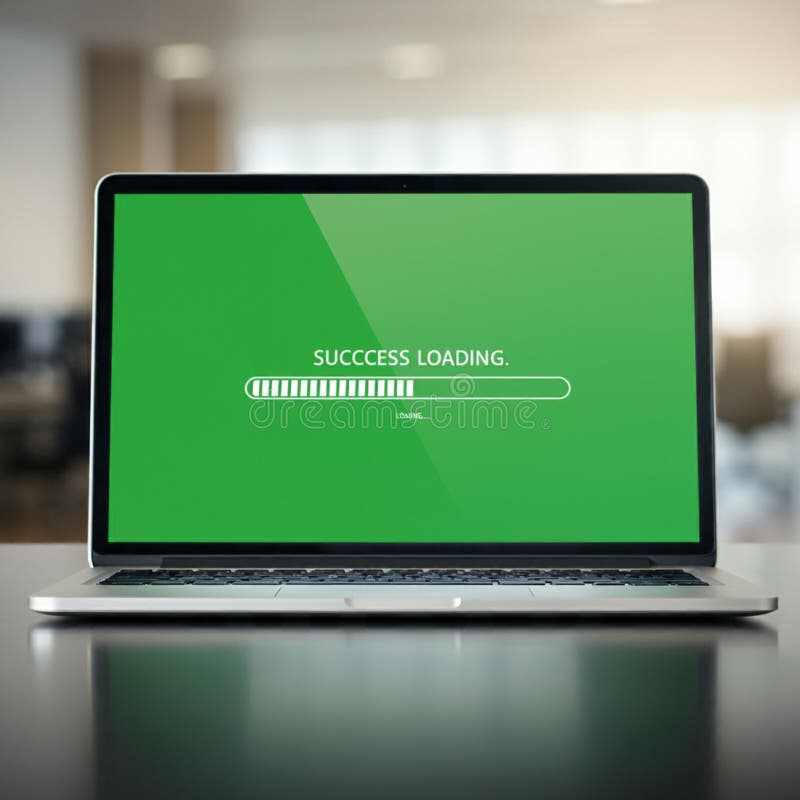 AI-Generated Image: Silver Laptop with Green Screen and "SUCCESS ...