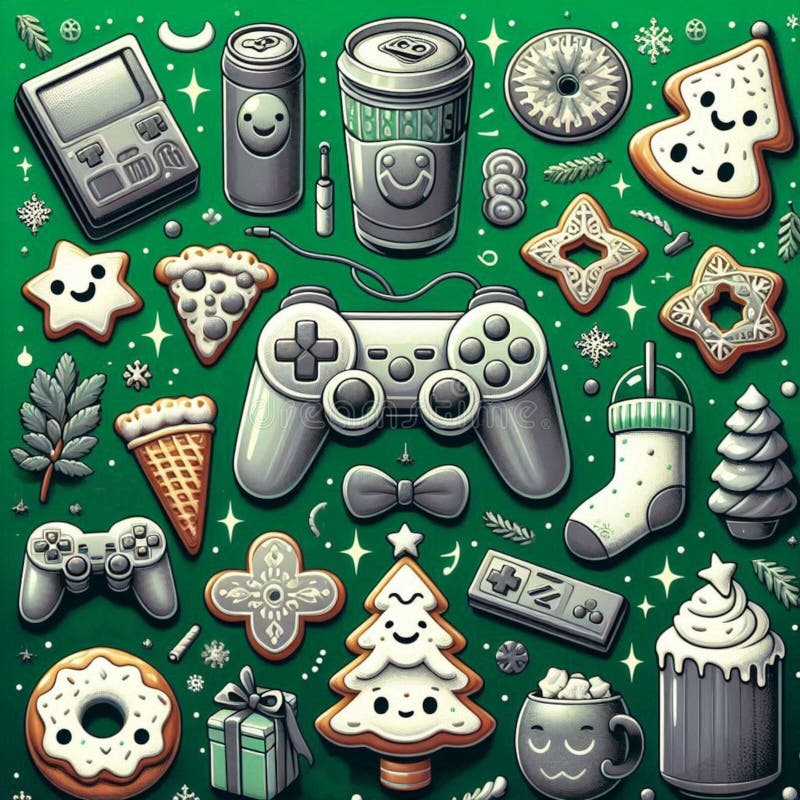 AI Generated Image with Silver Retro Comic Gaming Controller, Green ...