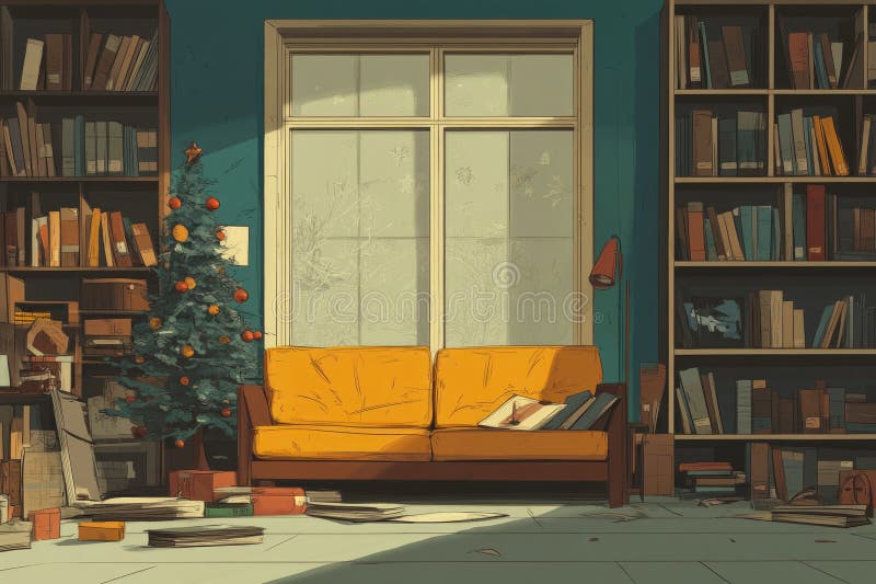 Simple Holiday Setup with Christmas Decorations and a Modern, Red ...