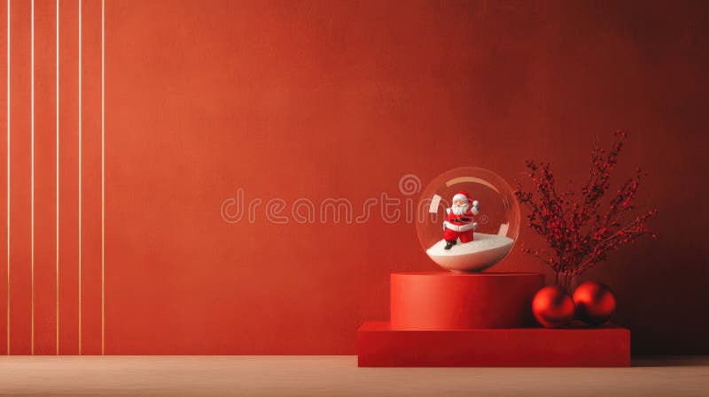 Simple Holiday Setup with Christmas Decorations and a Modern, Red ...