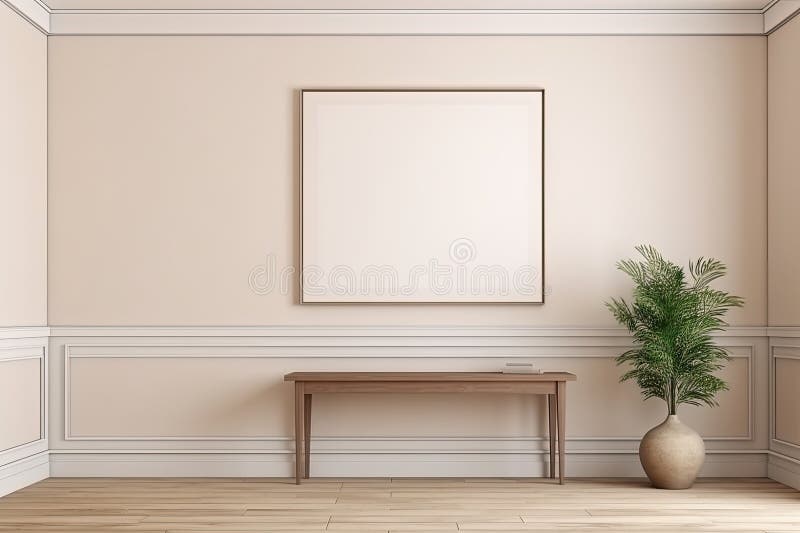 Simple Minimalist Gallery Setup with an Empty Photo Frame on a Clean ...