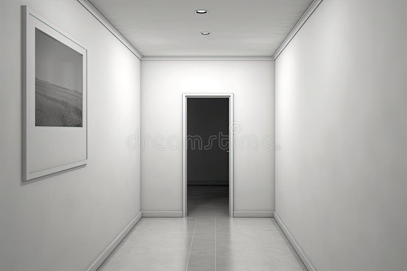Simple Minimalist Gallery Setup with a Photo Frame at a Corridor Stock ...